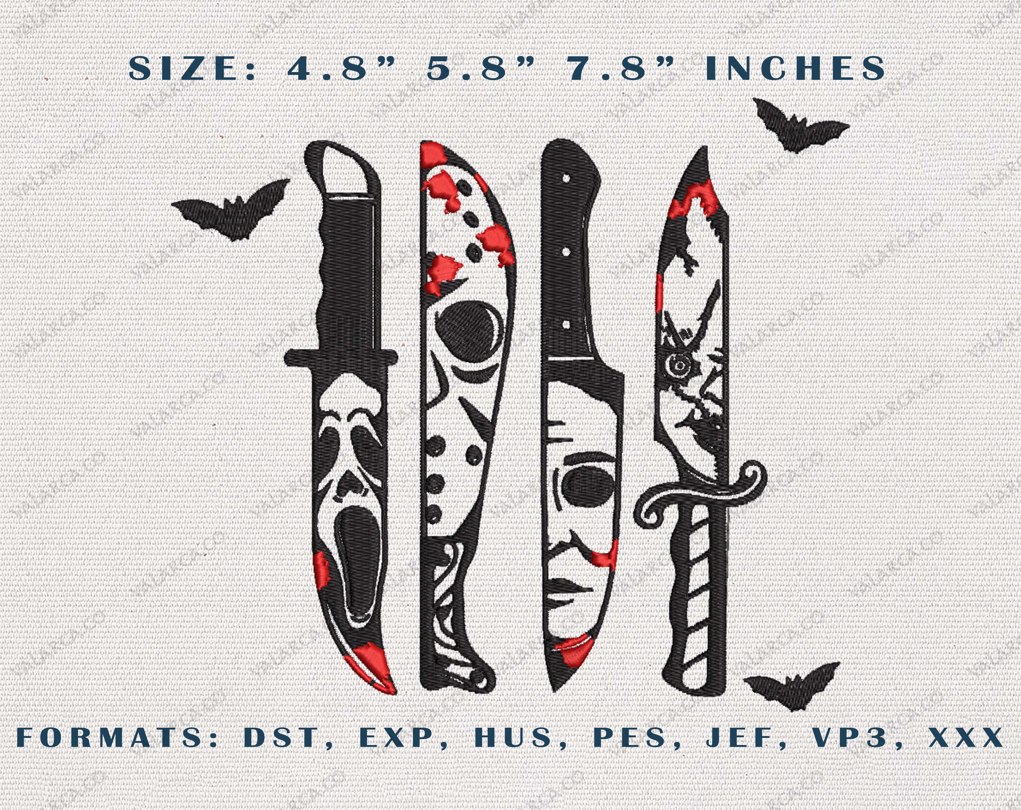 Horror Movie Characters In Knives Embroidery Design, Happy H | Inspire ...