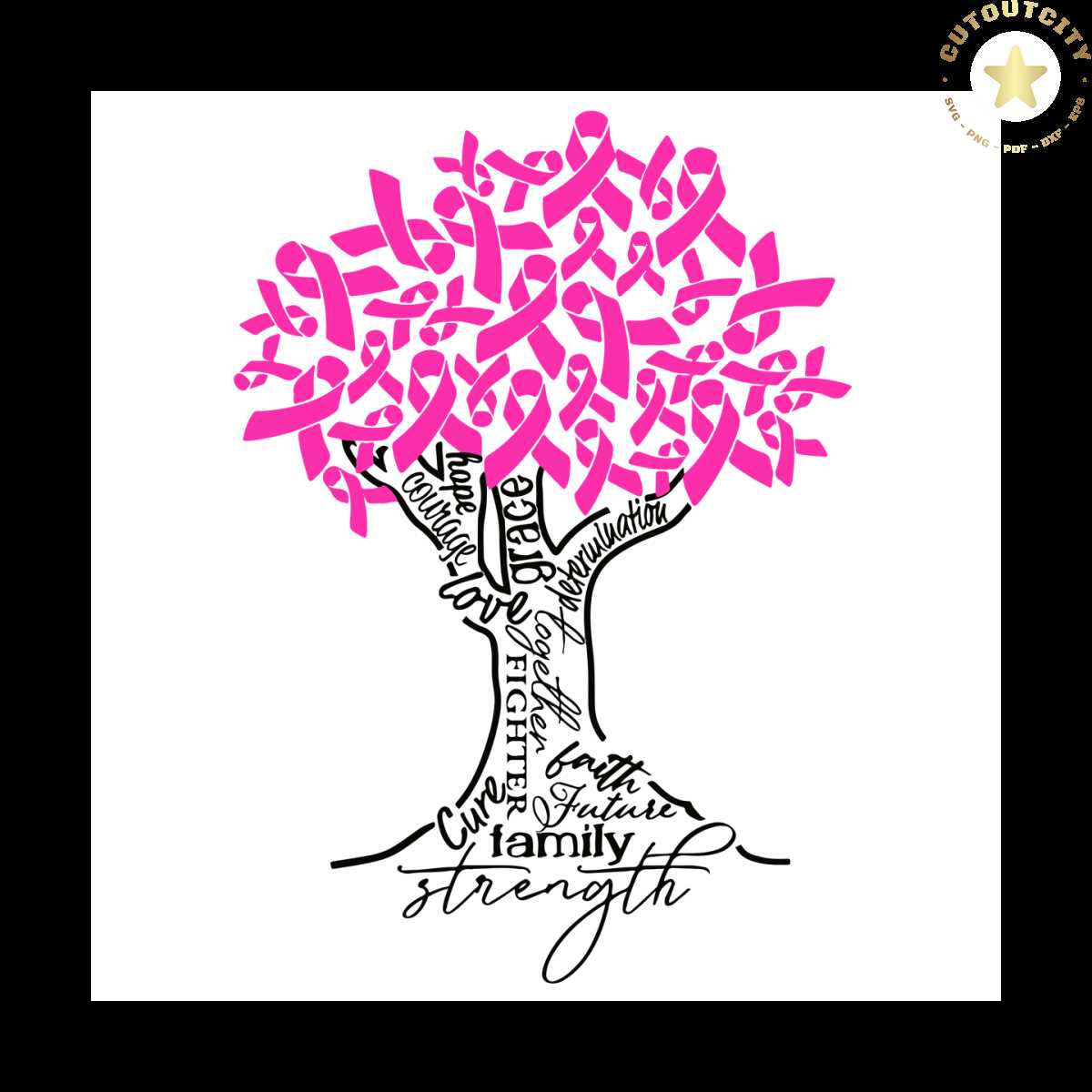 Breast Cancer tree vector, Breast Cancer Svg, Breast Cancer | Inspire ...