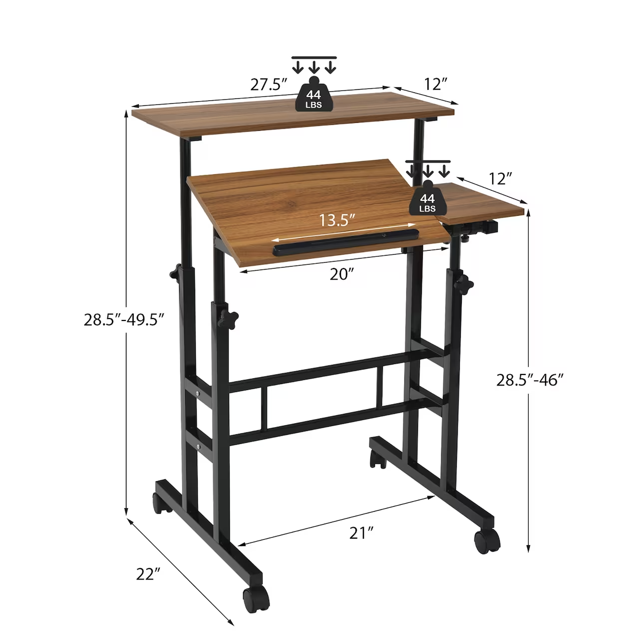 Costway Mobile Stand up Desk Adjustable Computer Desk Tiltin | Inspire ...