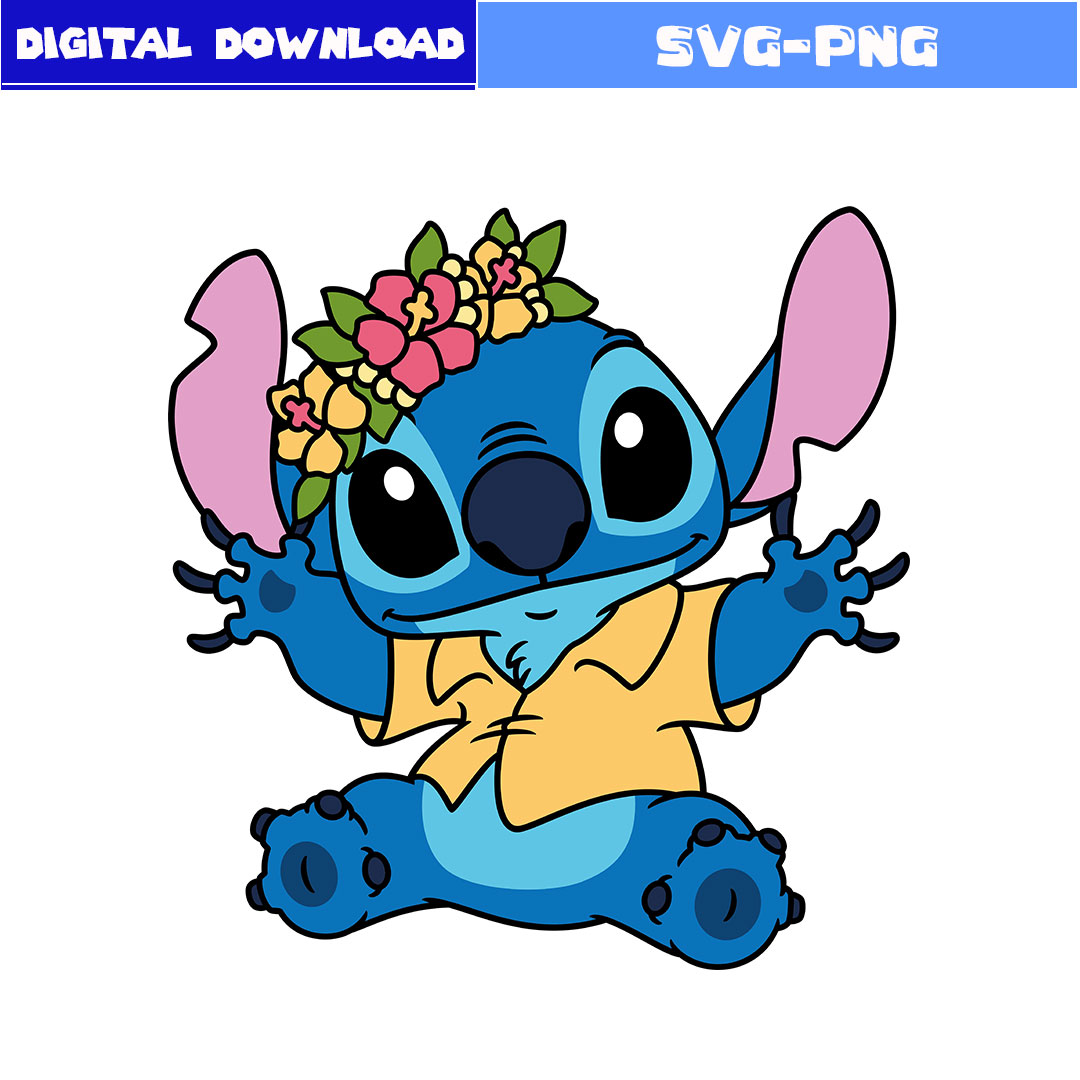 Stitch With Flower Svg, Stitch Svg, Lilo Svg, Funny Stitch S - Inspire ...