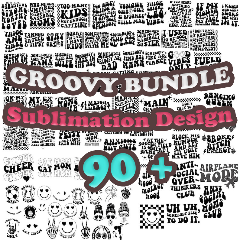 Groovy SVG Bundle, 90 Groovy SVG, Boho Svg, Svg Files Wavy T | Inspire ...