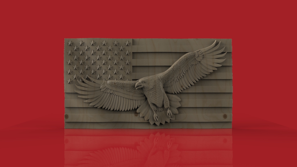 American Flag and Eagle 3D STL Model for CNC Router 3D Print | Inspire ...