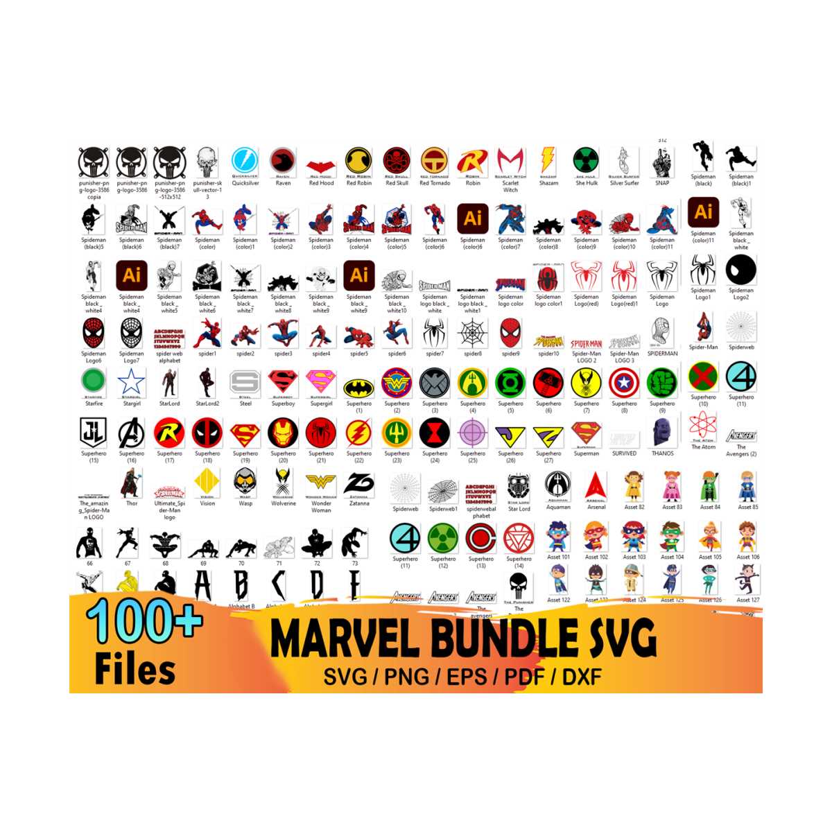 Avengers Character Symbols 100 Marvel Bundle Svg, Hero Svg, Marvel