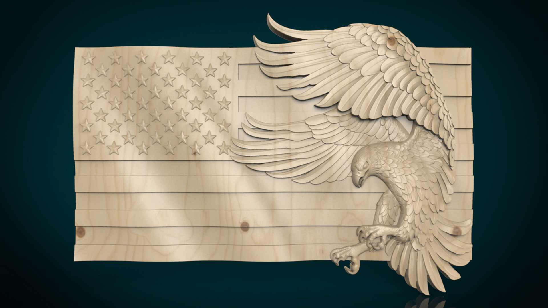 American Flag and Eagle 3D STL Model for CNC Router 3D Print | Inspire ...
