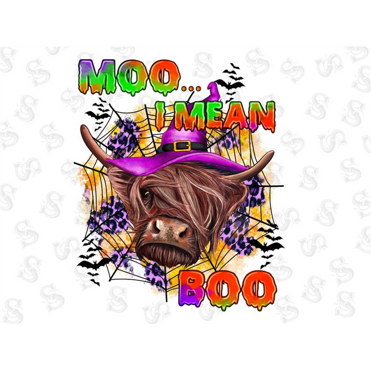 Moo I Mean Boo Png,Halloween Highland Cow Witch Png Sublimat | Inspire ...