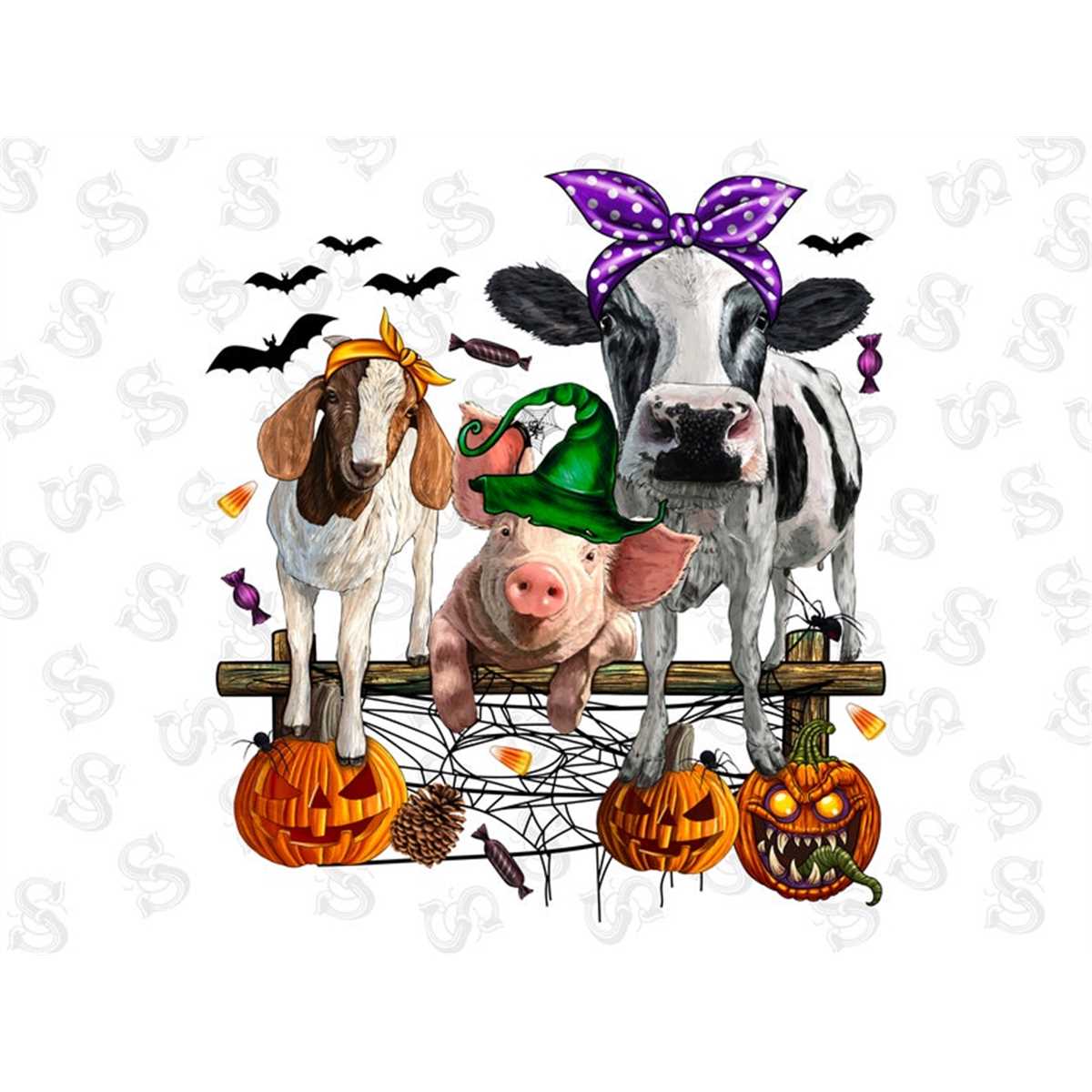 Halloween Farm Animals Sublimation Design, Halloween Png, P | Inspire ...