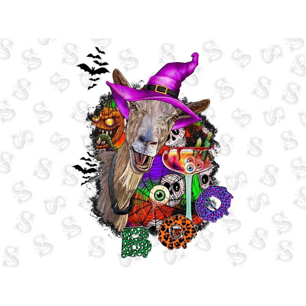 Halloween Boo Goat Png Sublimation Design, Witch Goat Png, B | Inspire ...