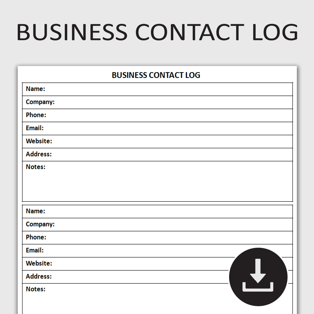 Printable Business Contact Log, Client Communication Tracker | Inspire ...