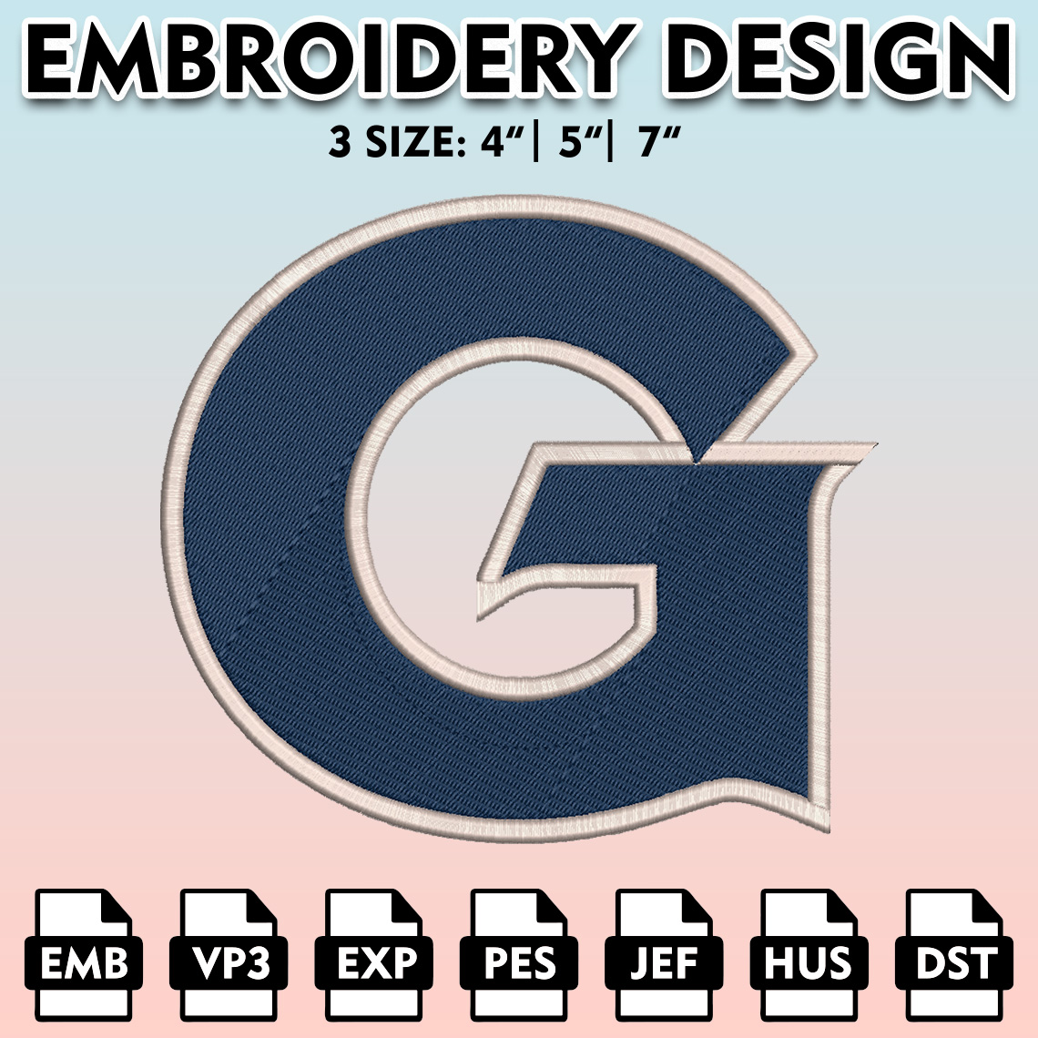 NCAA Logo Embroidery Designs, NCAA Georgetown, Georgetown Ho | Inspire ...