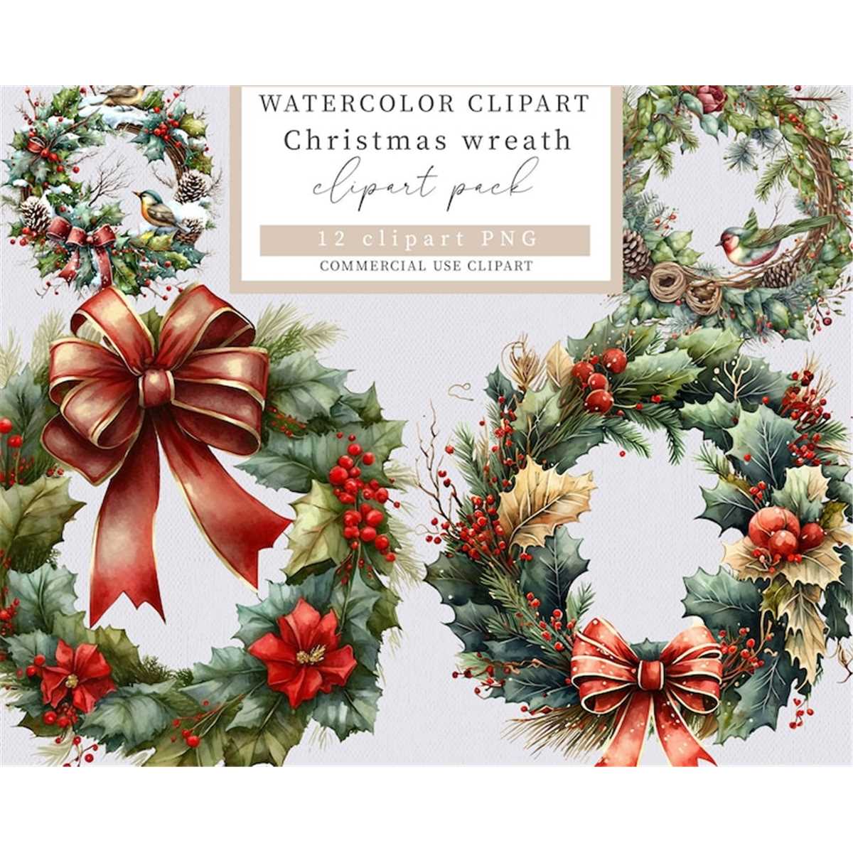 Christmas wreath clipart, Wreath clipart, Christmas clipart, - Inspire ...