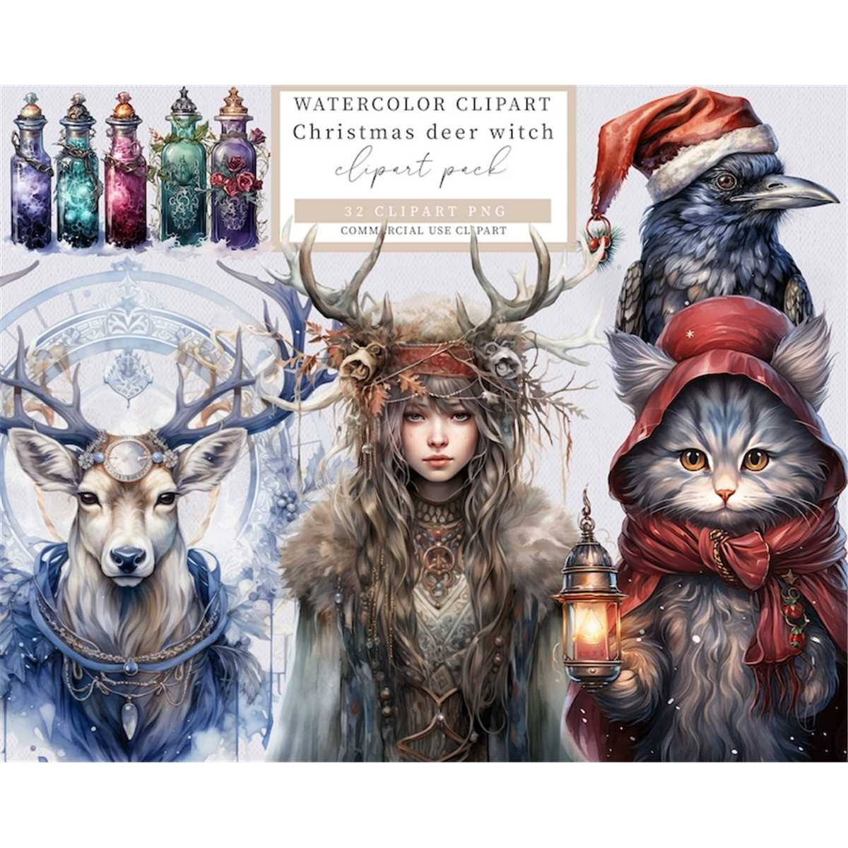 Deer witch clip art, Christmas clip art, Christmas witch cli | Inspire ...