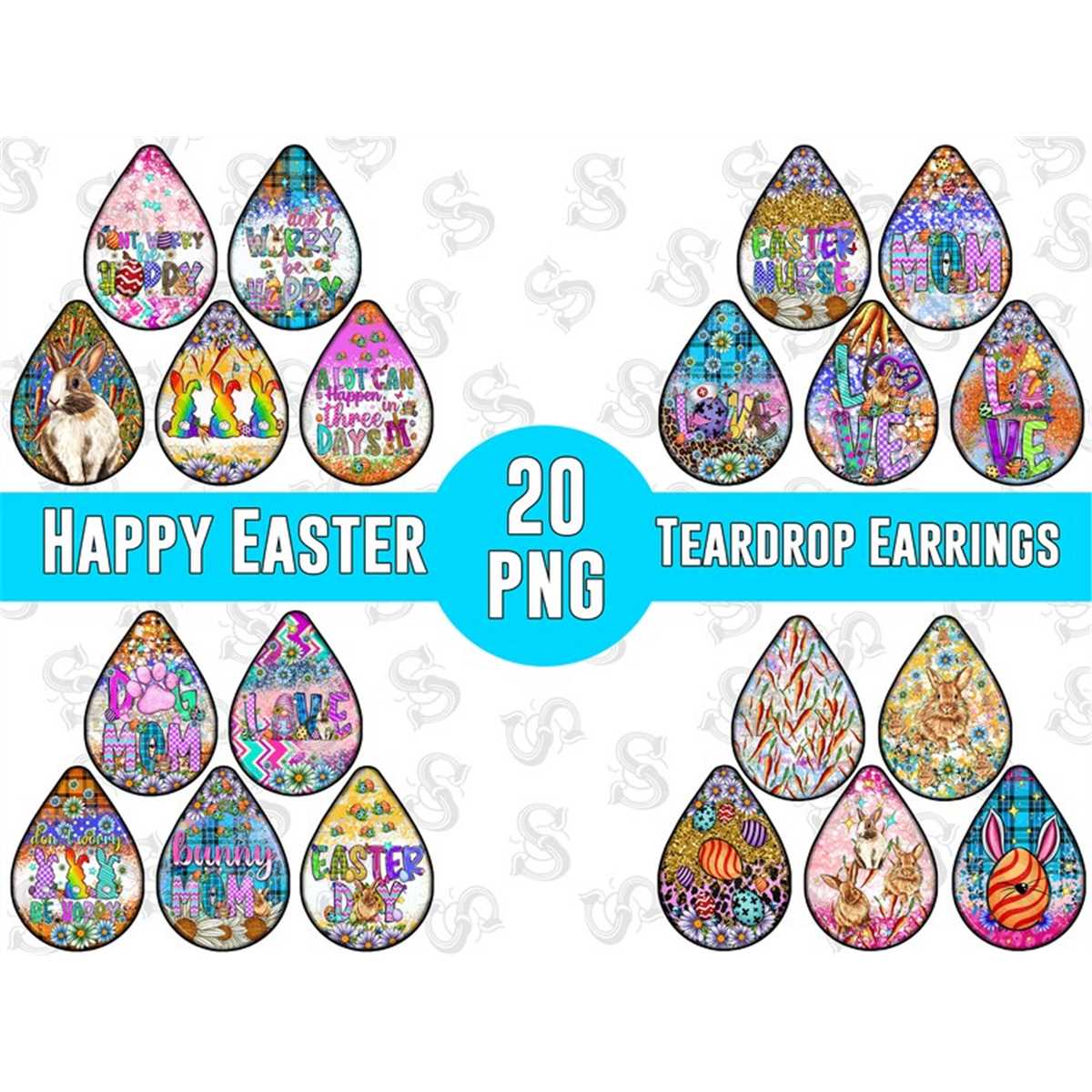 Easter Teardrop Earrings Png,Easter Sublimation Png,Easter D | Inspire ...
