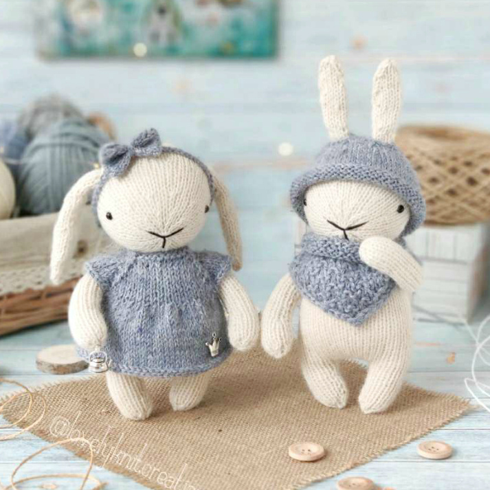 Bunny toy knitting pattern, knitted doll tutorial | Inspire Uplift