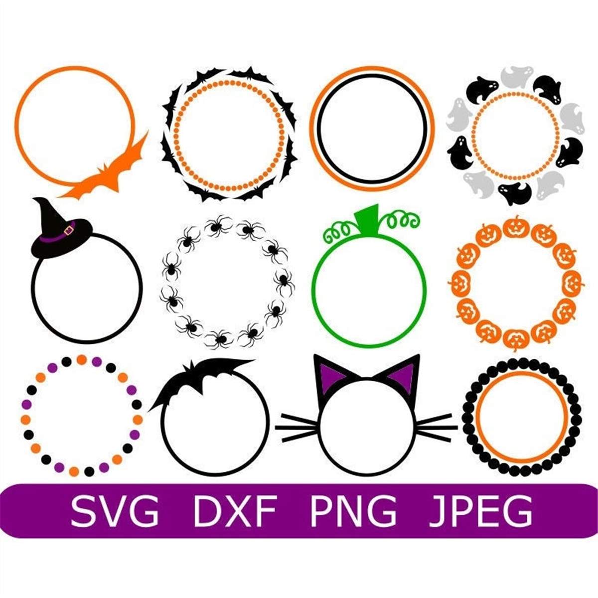 Halloween SVG Bundle, Halloween Monogram Frames SVG, Digital - Inspire ...