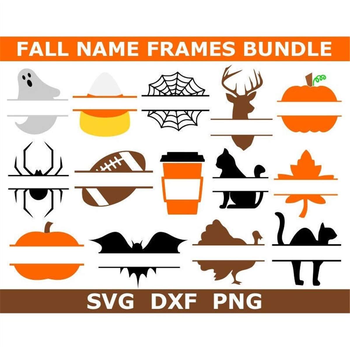 Halloween SVG Bundle, Split Name Frames SVG, Digital Downloa - Inspire ...