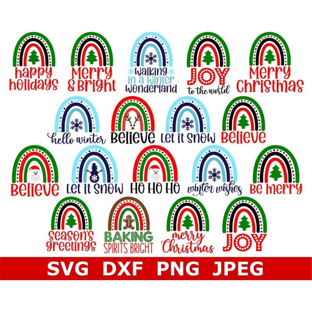 Christmas Rainbow SVG Bundle, Winter Rainbow SVG, Digital Do - Inspire ...