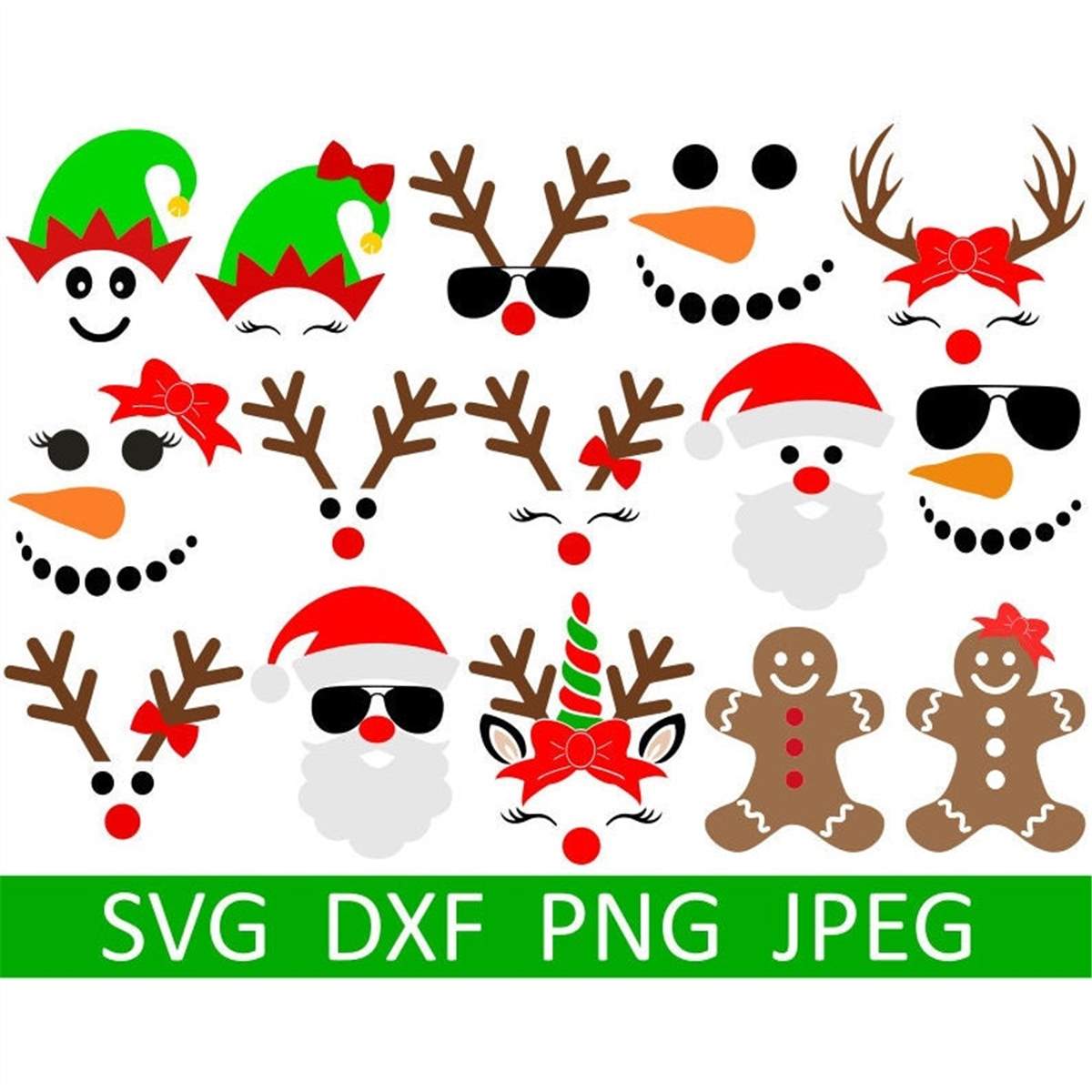 Holiday Faces SVG Bundle, Christmas SVG, Digital Download, C - Inspire ...