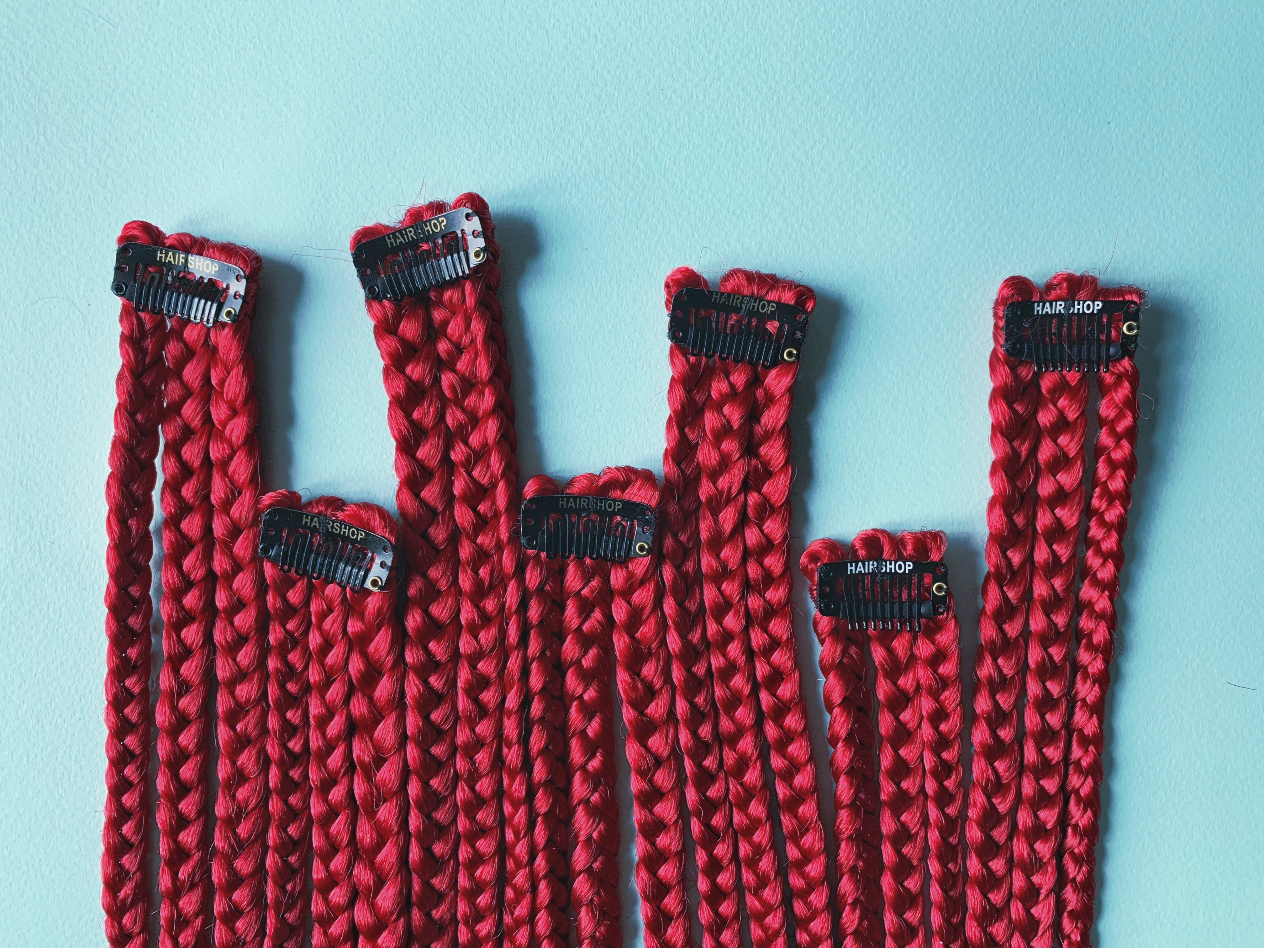 Clip-in braids. Red braids. Instant braid extensions. | Inspire Uplift