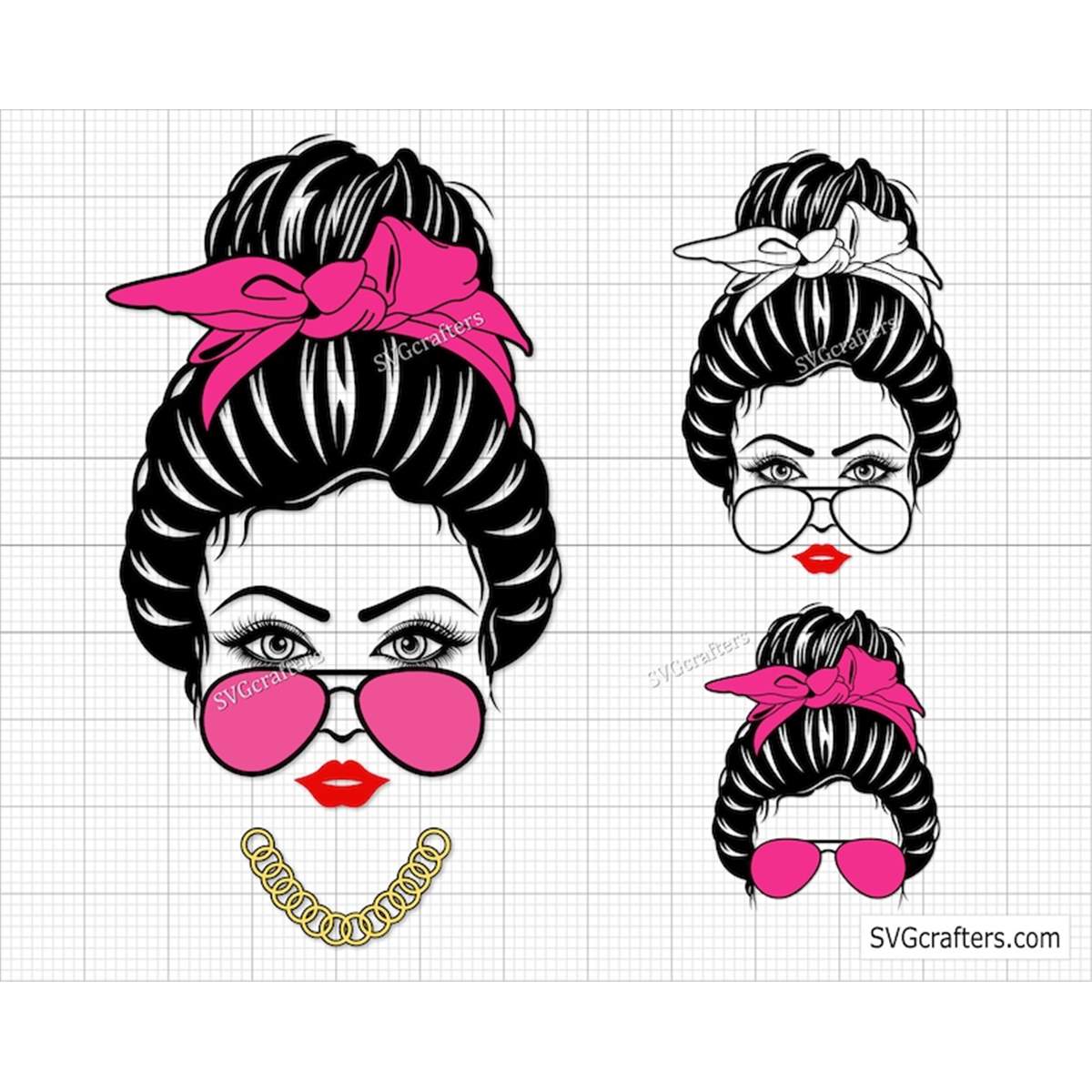 Messy Bun svg files, Girl Face Makeup SVG Girl Face in glass | Inspire ...