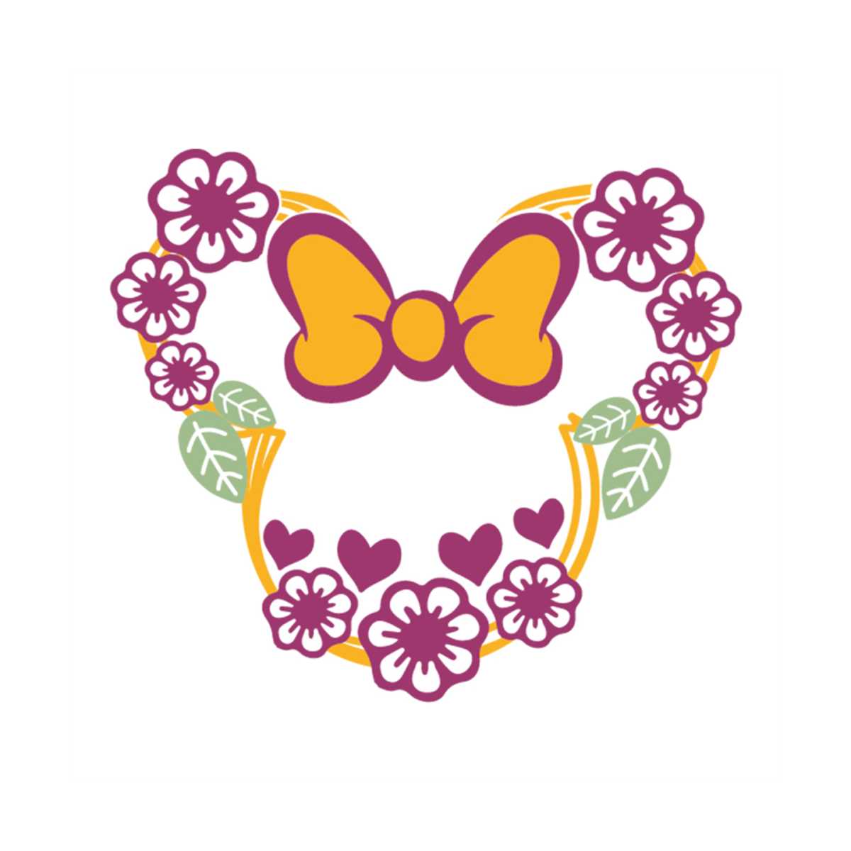 Purple Minnie Head Floral Svg, Disney Svg, Minnie Svg, Minni | Inspire ...