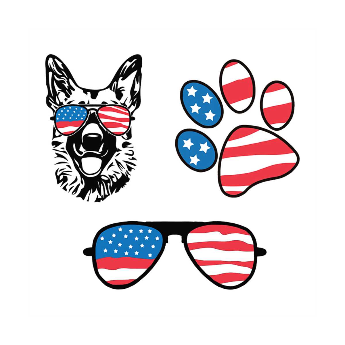 American Dog With Sunglasses Bundle Svg, Independence Svg, 4 | Inspire ...