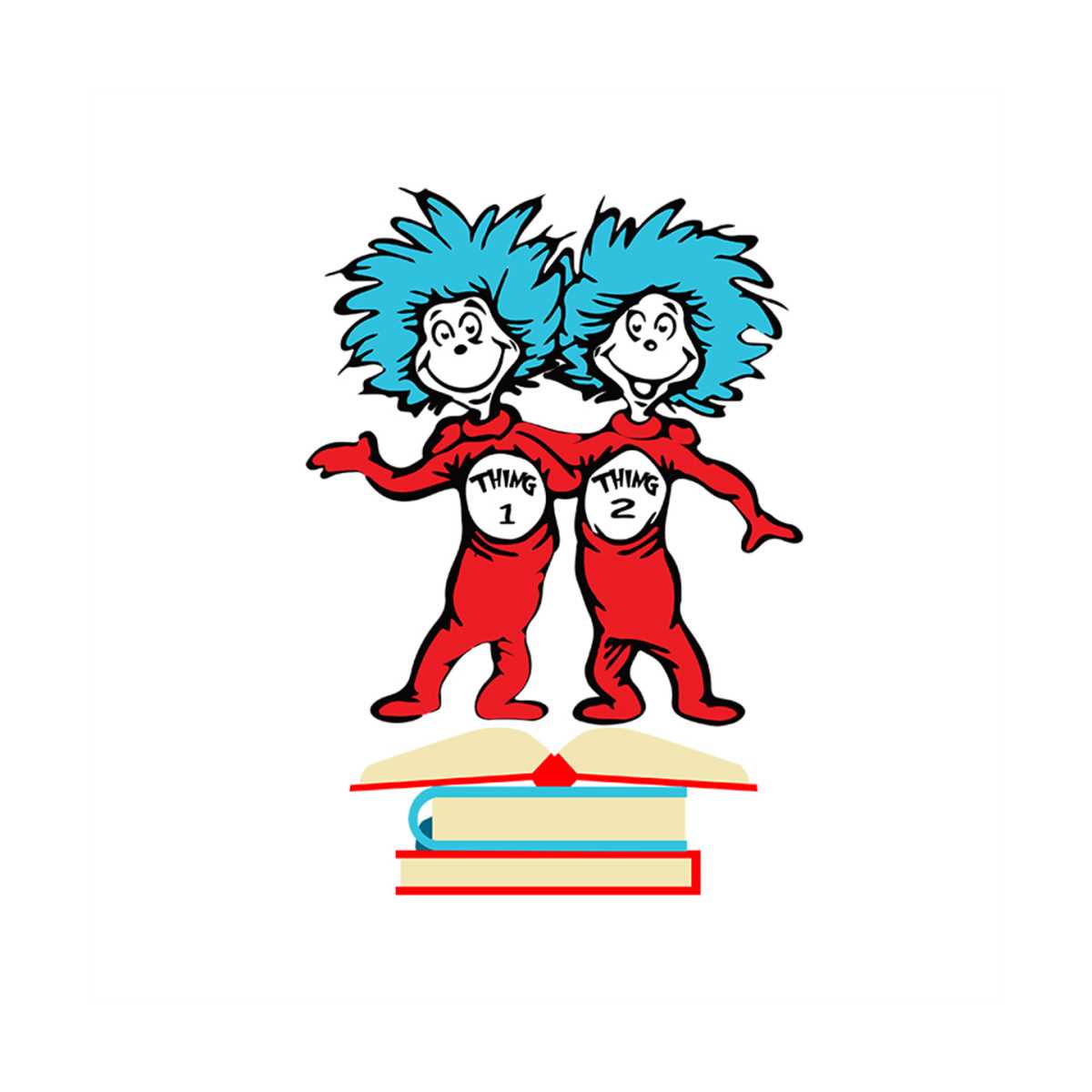 Thing 1 Thing 2 With Books Svg, Dr Seuss Svg, Thing 1 Thing - Inspire ...