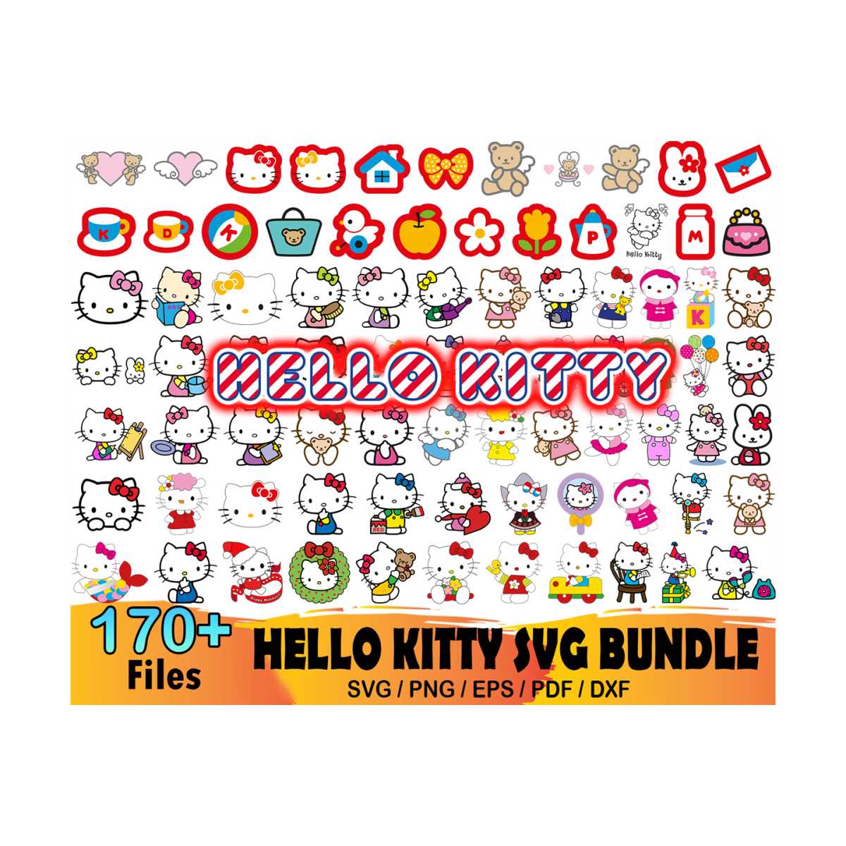 170 Hello Kitty Svg Bundle, Hello Kitty Svg, Cartoon Svg, Ca | Inspire ...