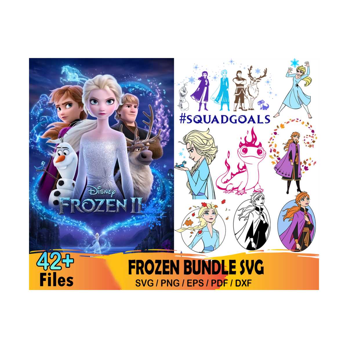 42 Frozen Svg Bundle, Frozen Svg, Frozen 2 Svg, Elsa Svg - Inspire Uplift