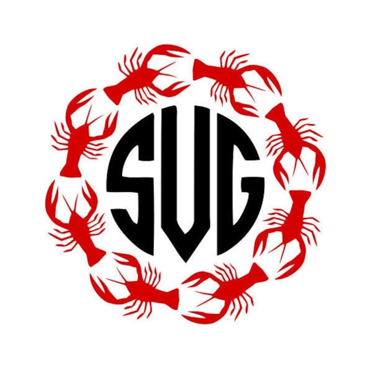 Crawfish SVG, Crawfish Monogram Frame SVG, Beach SVG, Digita - Inspire ...