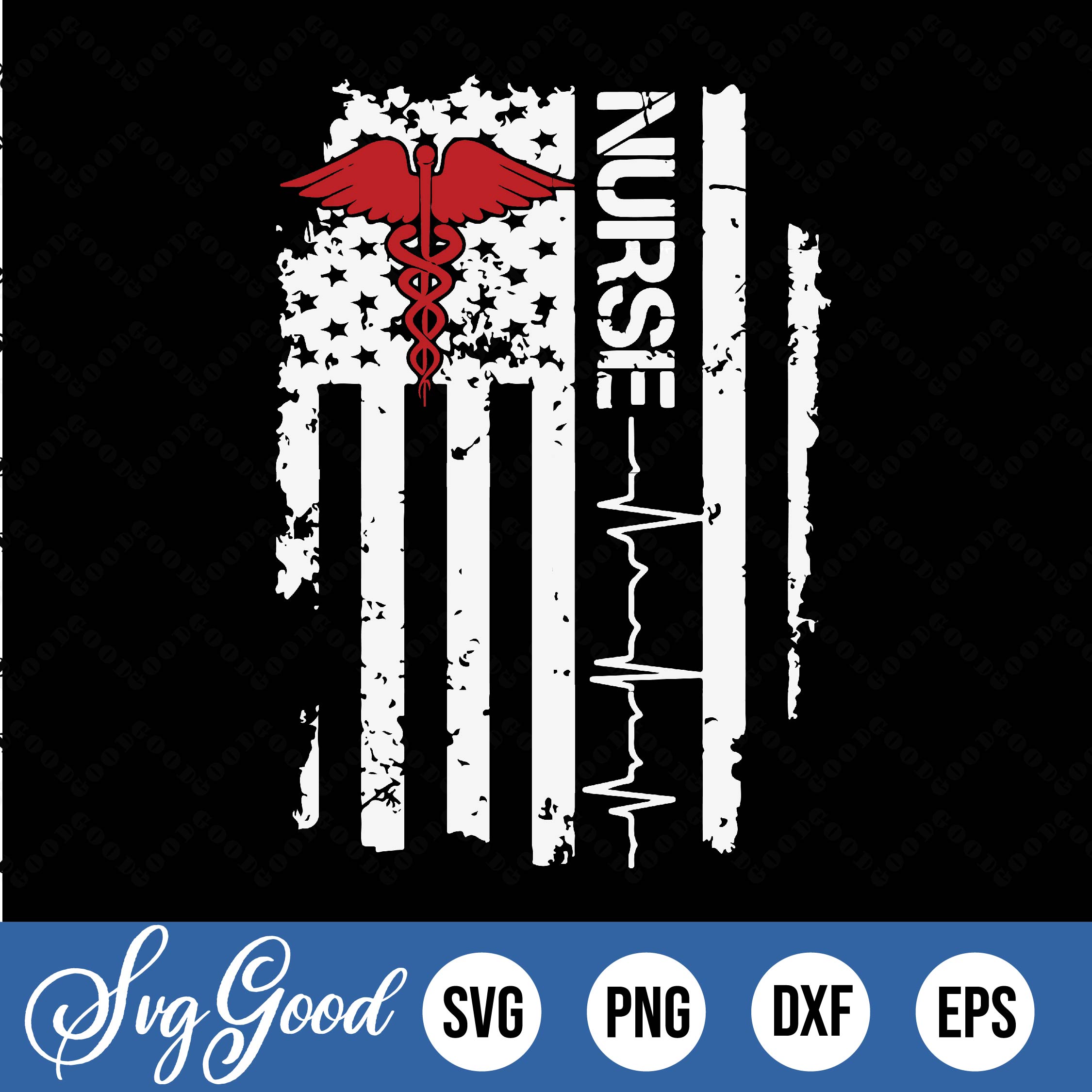 Nurse american flag svg, png, dxf, eps, digital file - Inspire Uplift