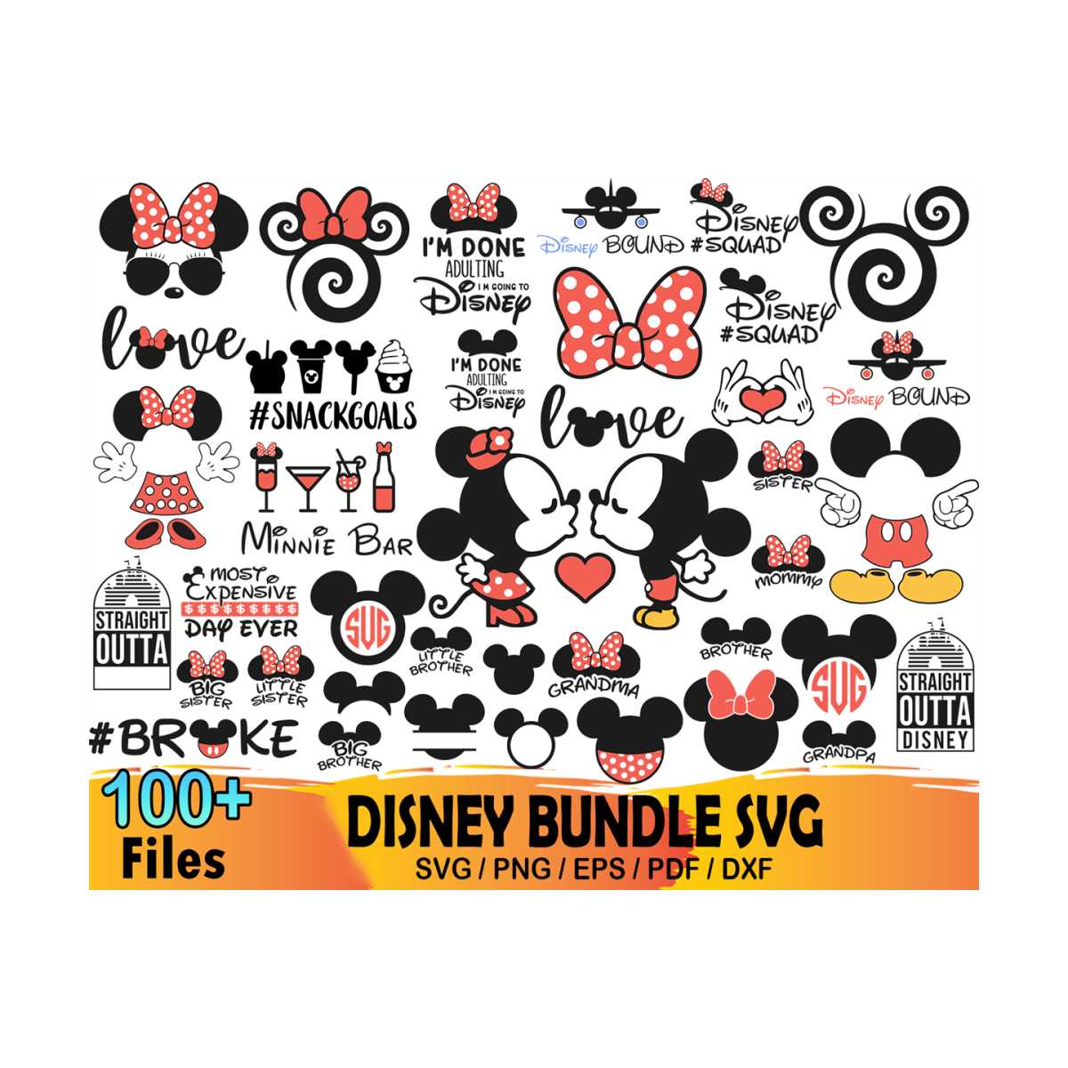 100 Disney Bundle Svg, Disney Svg, Mickey Svg, Minnie Svg | Inspire Uplift