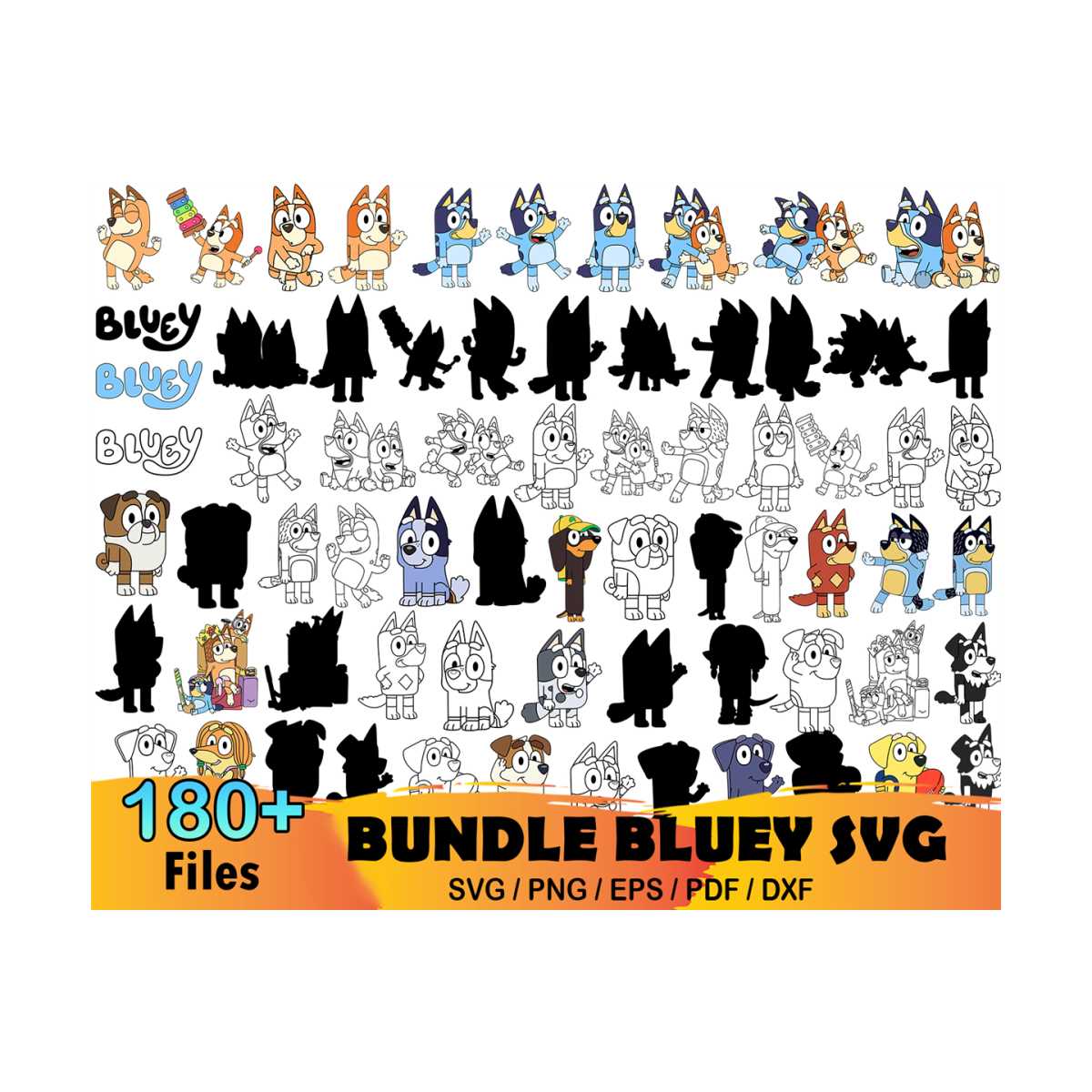 180 Bluey Bundle Svg, Cartoon Svg, Bluey Svg, Bluey Dad Svg | Inspire ...