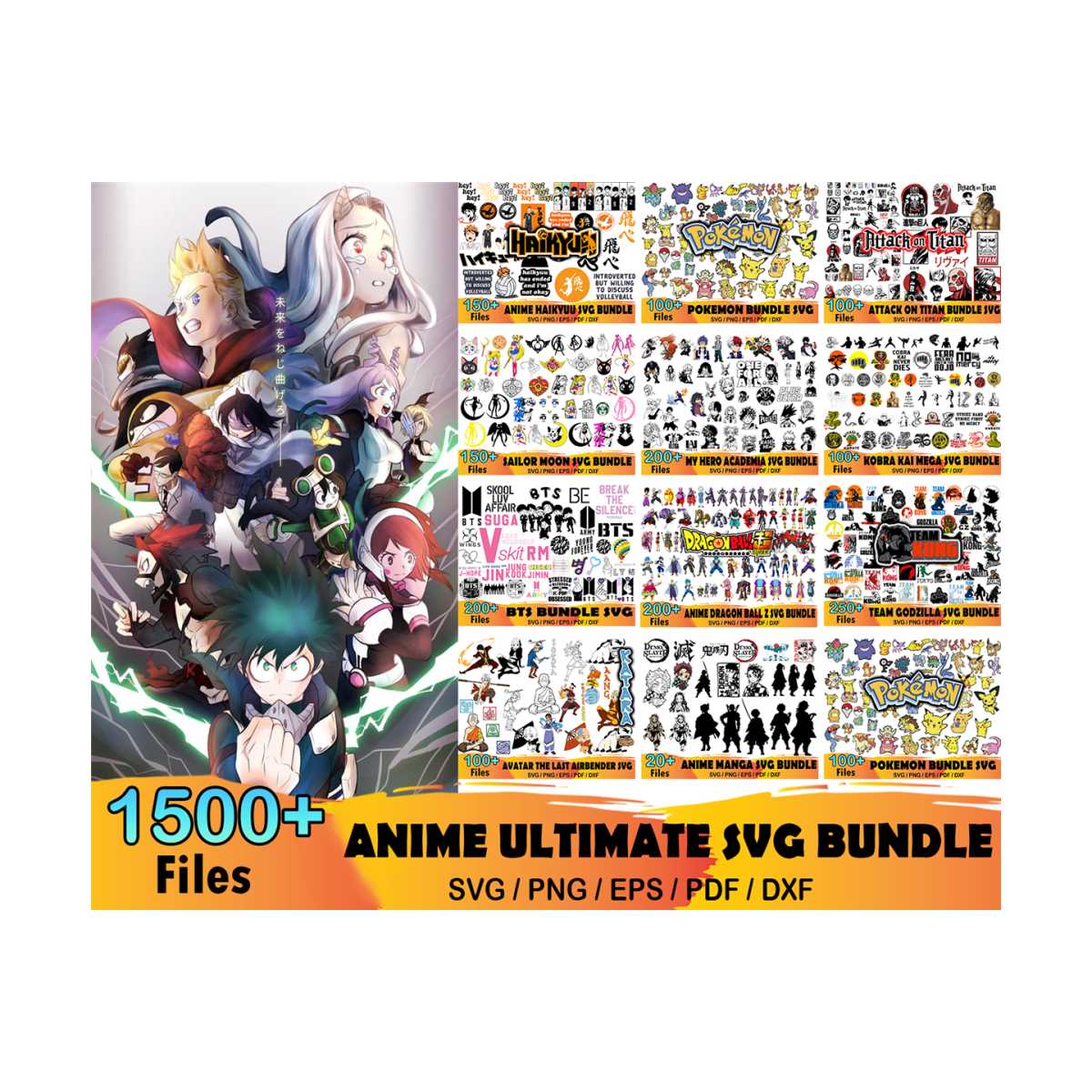 1500 Anime Ultimate Svg Bundle, Demon Slayer Svg, Pokemon Sv | Inspire ...