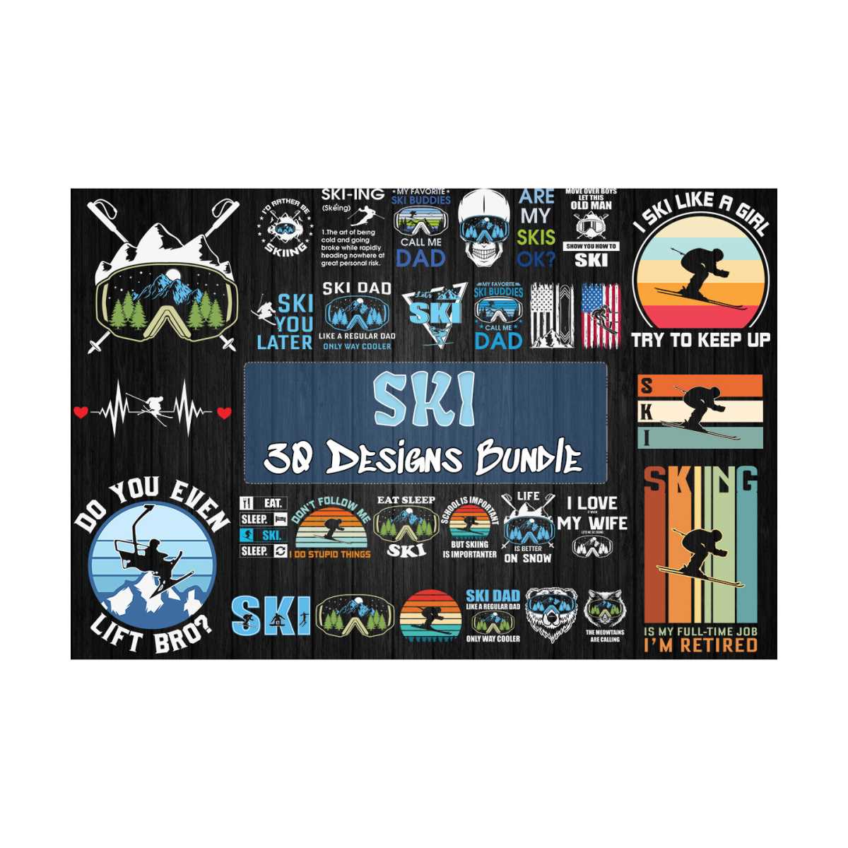 30 Designs Ski Bundle Svg, Ski Svg, Ski Design, Ski Vector | Inspire Uplift
