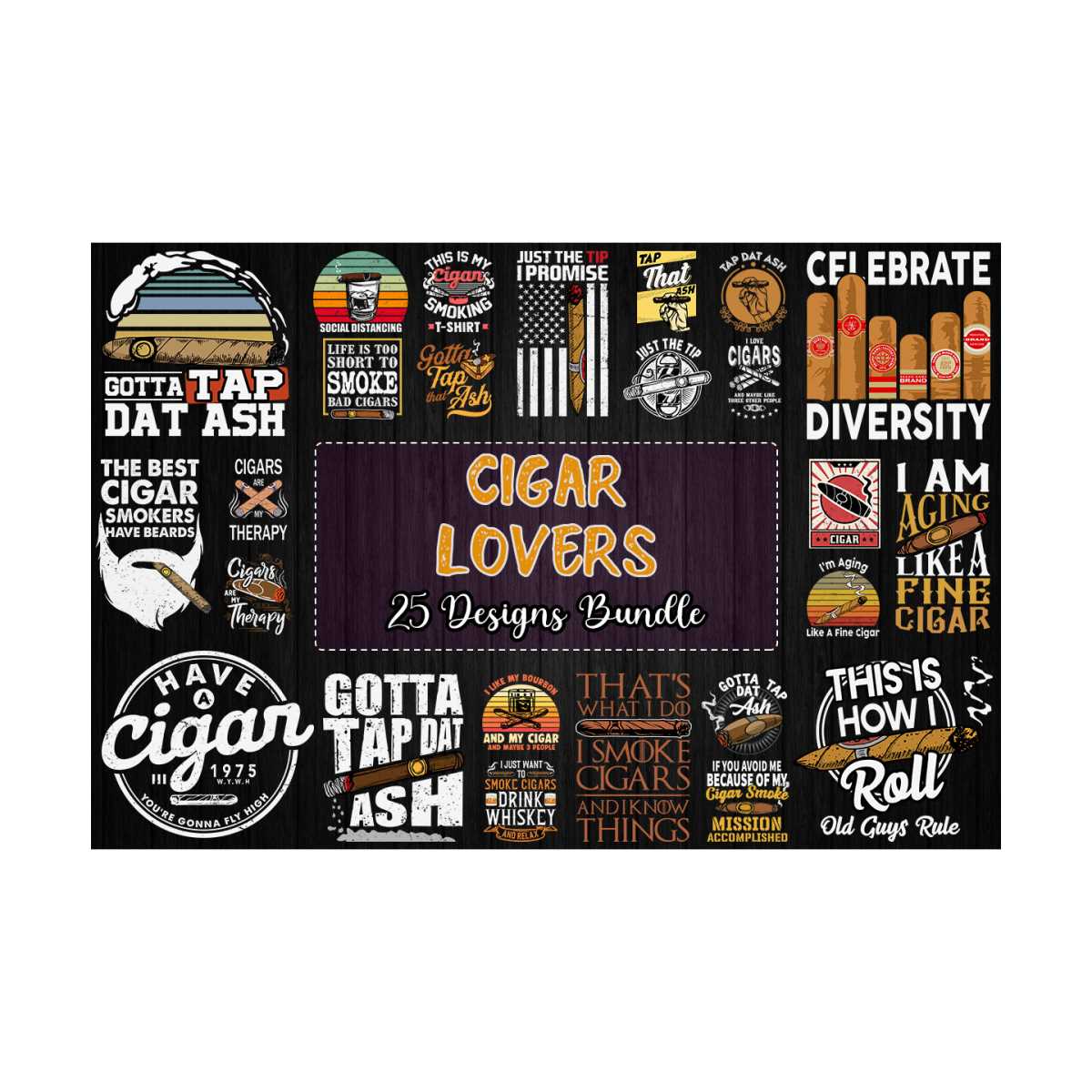 25 Designs Cigar Lovers Bundle Svg, Cigar Svg, Cigar Lovers | Inspire ...