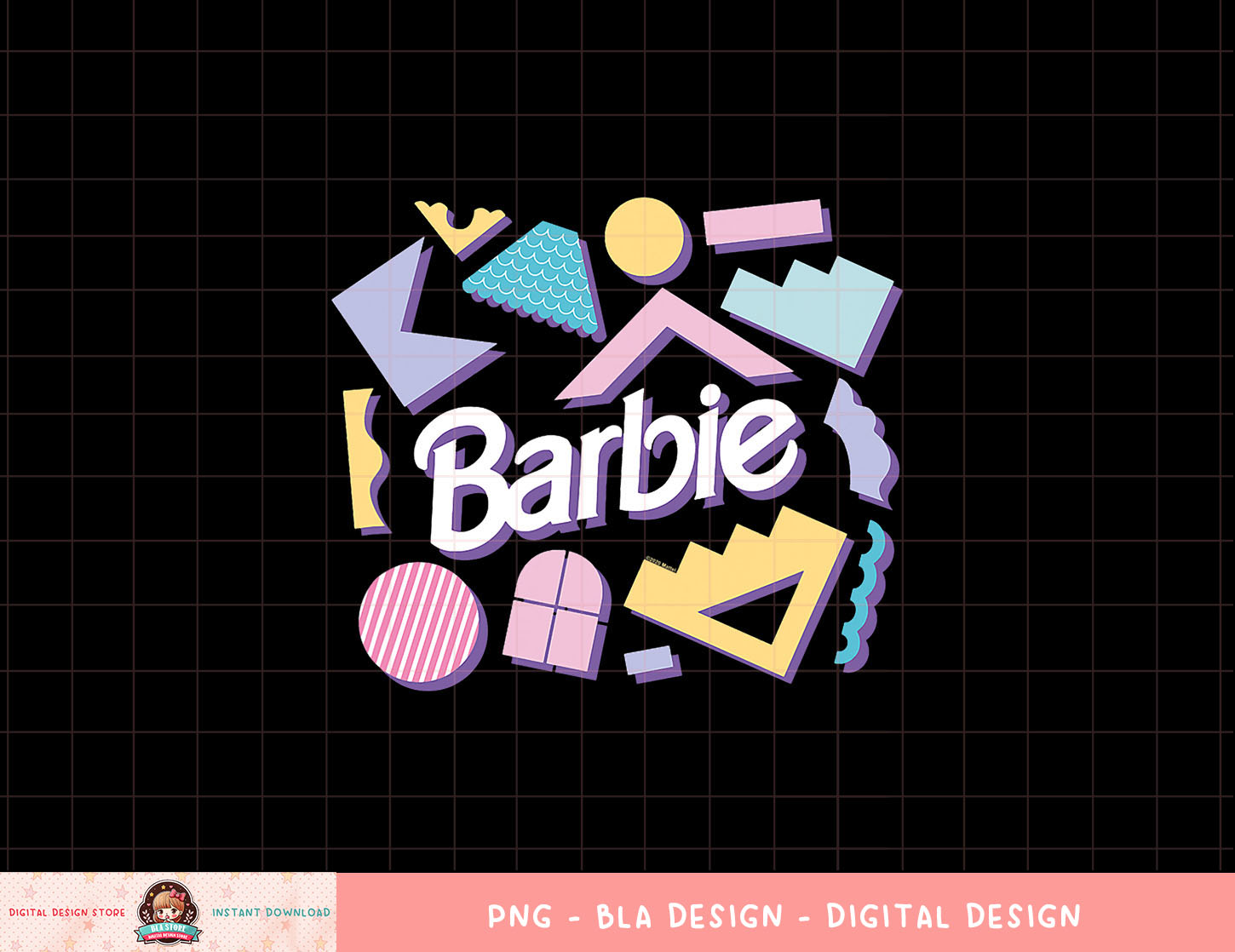 Barbie Logo Pastel 80 s Shapes png, sublimation copy | Inspire Uplift