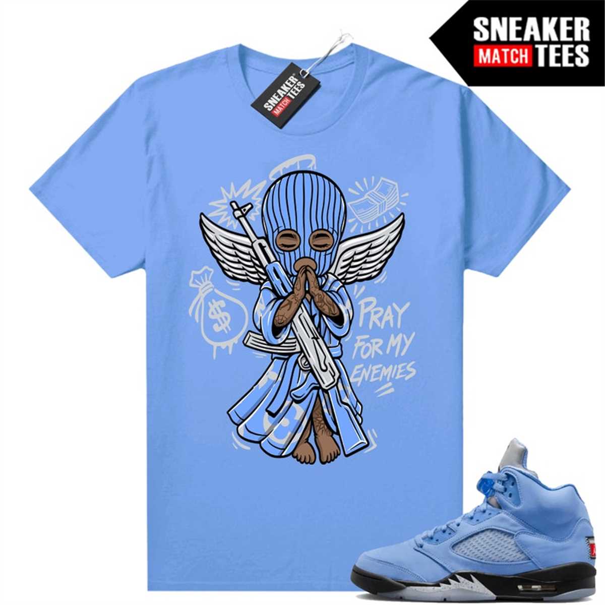 UNC 5s to match Sneaker Match Tees University Blue 'Pray for | Inspire ...