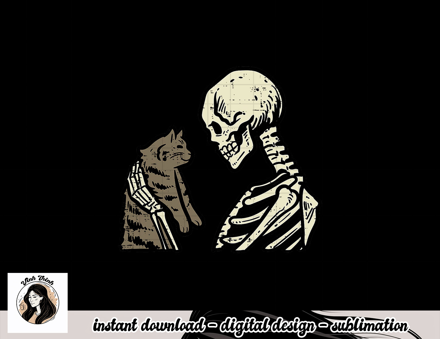 Skeleton Holding Cat Funny Halloween Skull Men Women Kids pn | Inspire ...