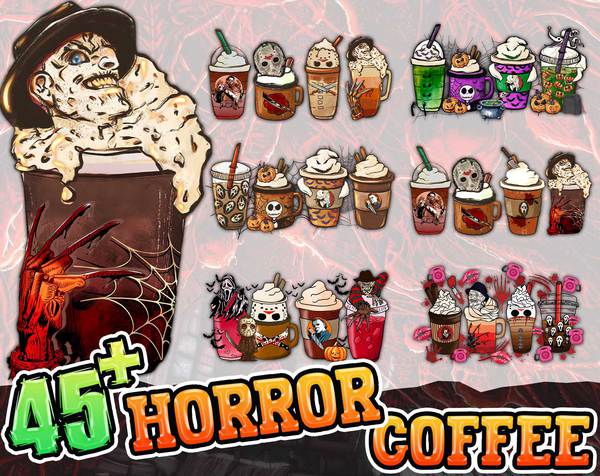 Horror Killers Coffee Png Bundle, Scary Movie Series Hand Dr | Inspire ...