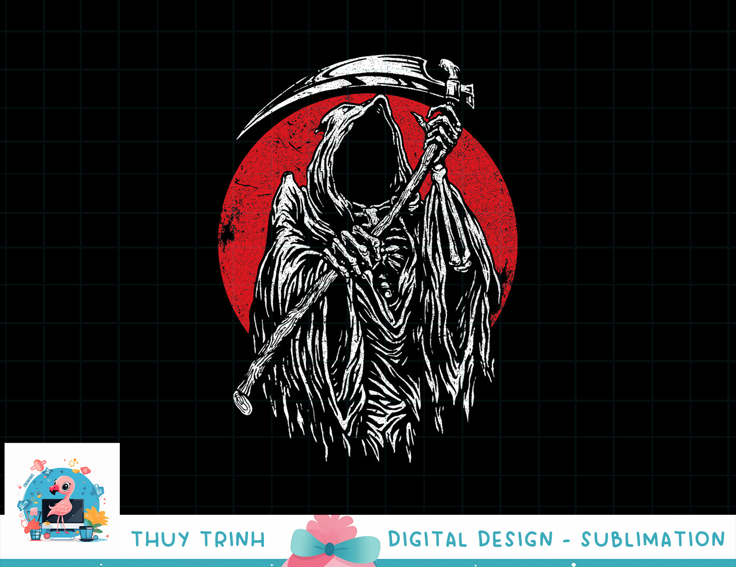 The Grim Reaper Skeleton Skull Death Scythe Grunge Horror pn | Inspire ...