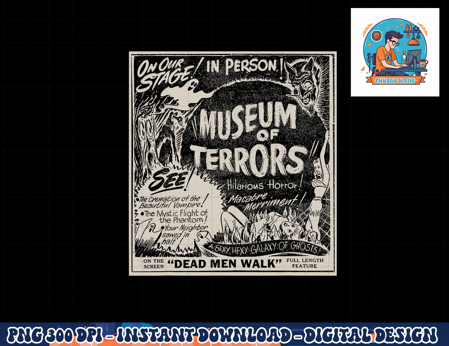 Vintage Halloween Slasher Horror Movie Museum of Terrors png | Inspire ...