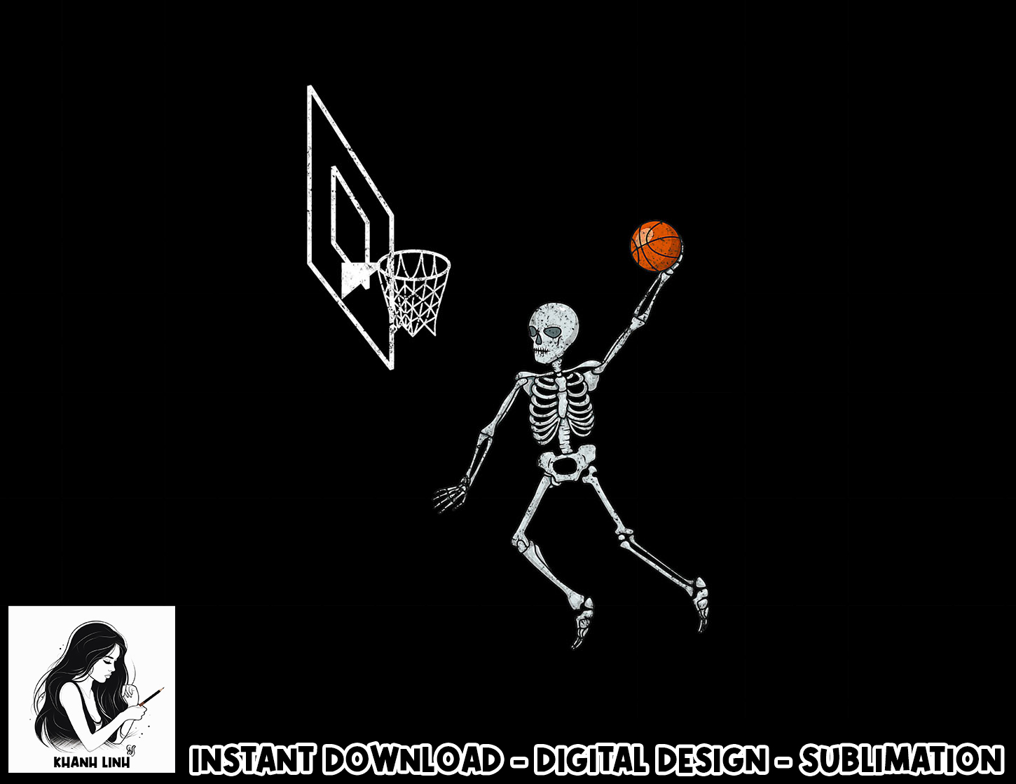 Vintage Skeleton Basketball Player Dunking Hoop Halloween pn | Inspire ...