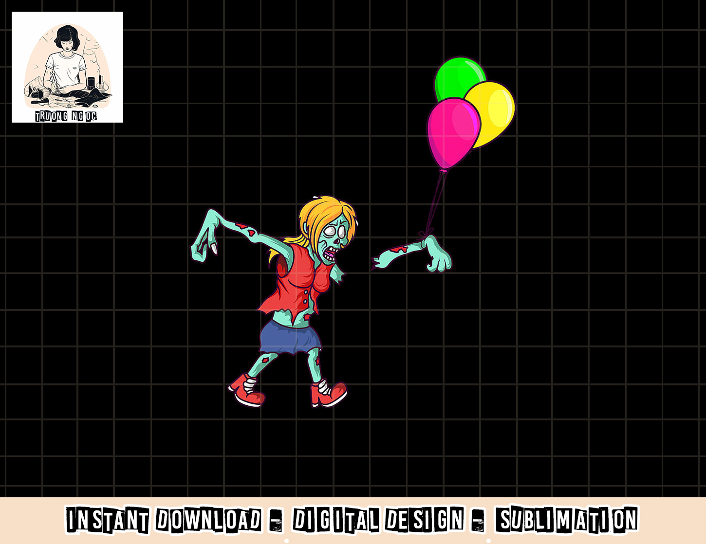 Zombie Birthday Balloon Cute Zombie Halloween png, sublimati | Inspire ...