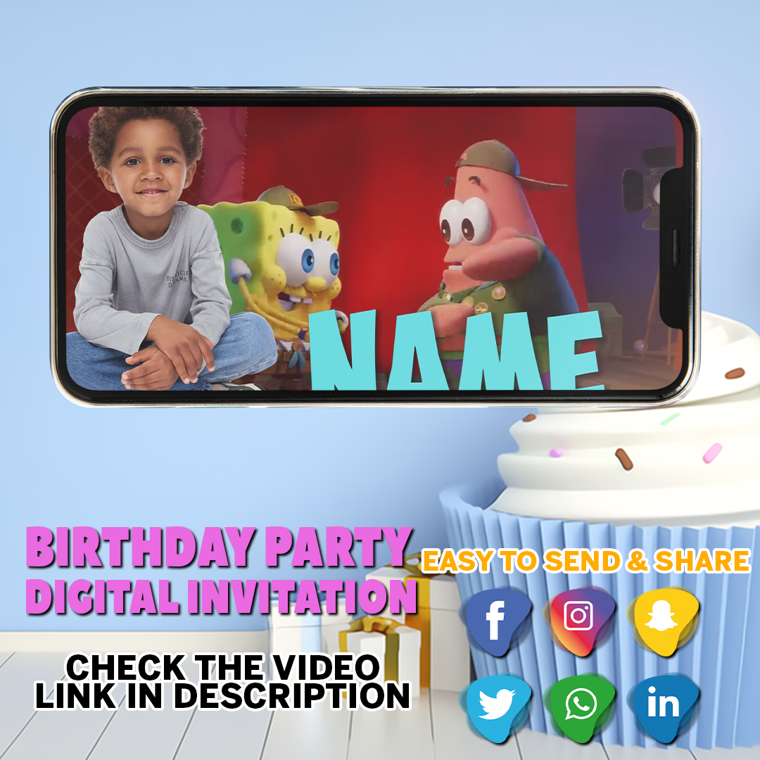 SpongeBob Animated Video Invitation with Music, SpongeBob Pa | Inspire ...