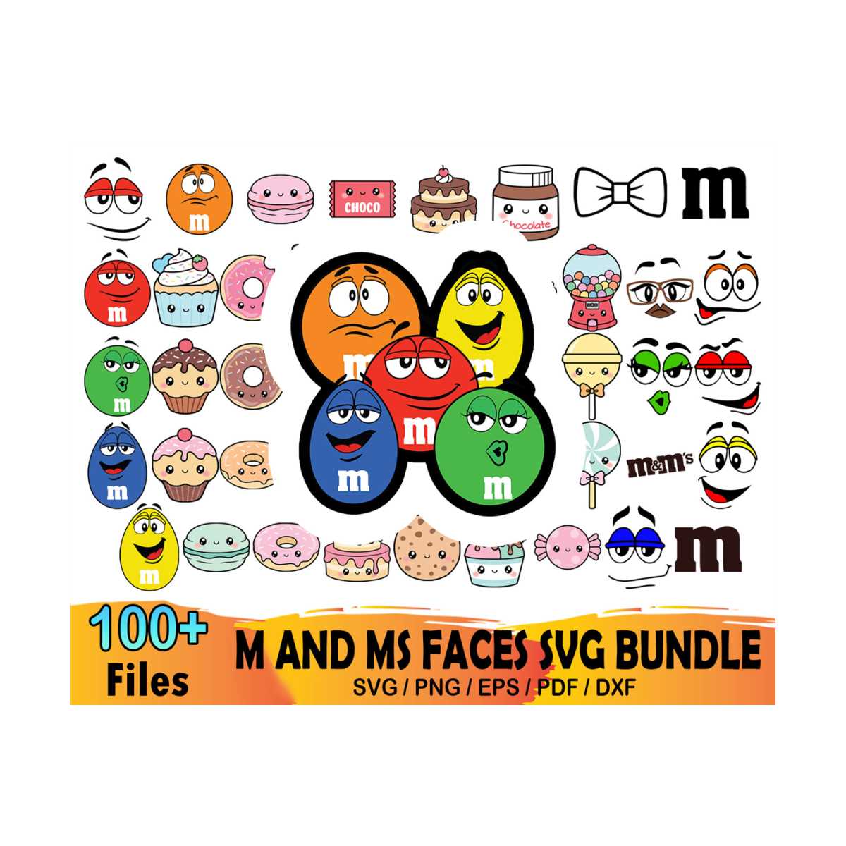 100 M And Ms Faces Svg Bundle, M And M Svg, MM Logo Svg | Inspire Uplift