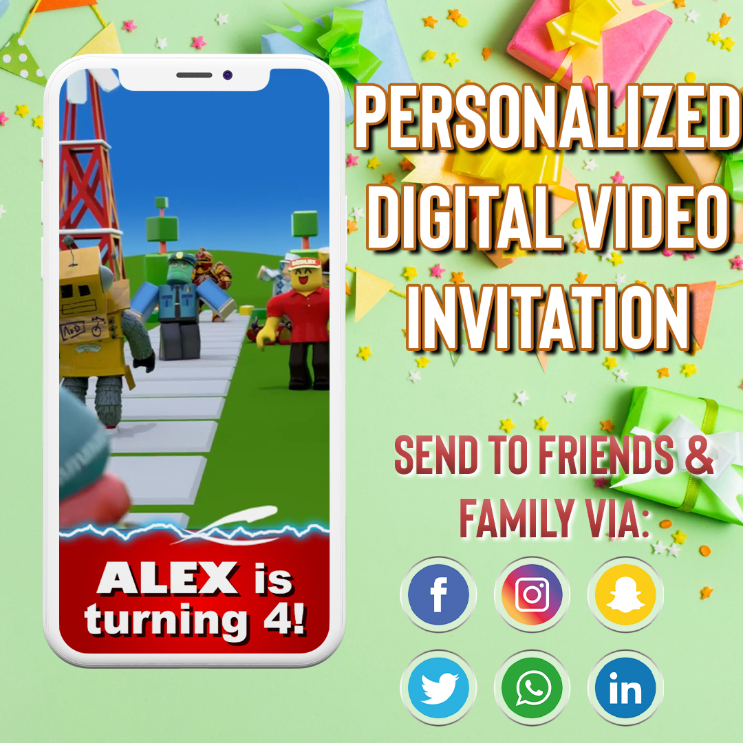 Roblox Video Invitation, Roblox Invite, Roblox Birthday, Per - Inspire ...