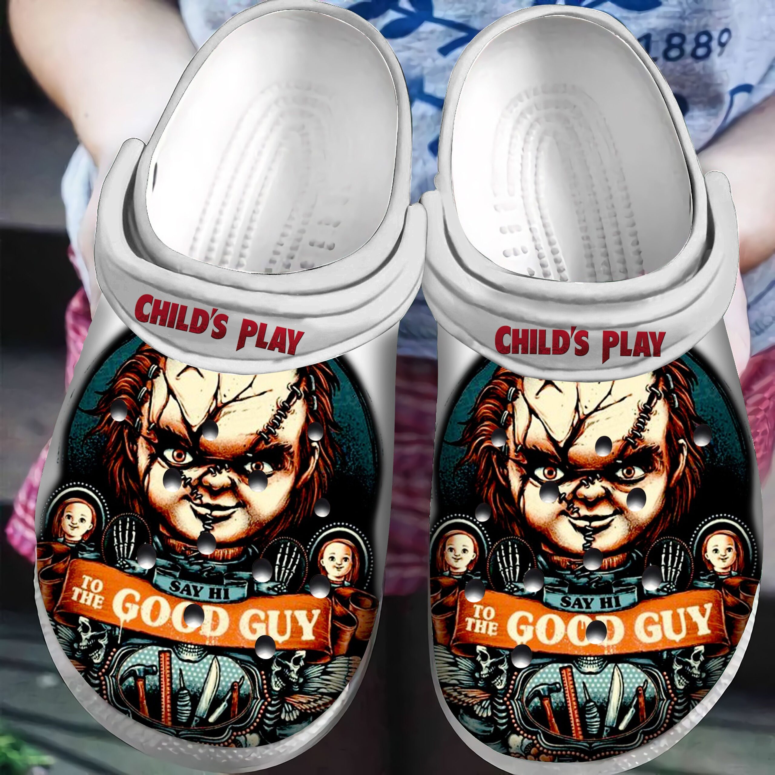 Say Hi To The Good Guy Chucky Horror Movie Halloween Crocs, - Inspire ...