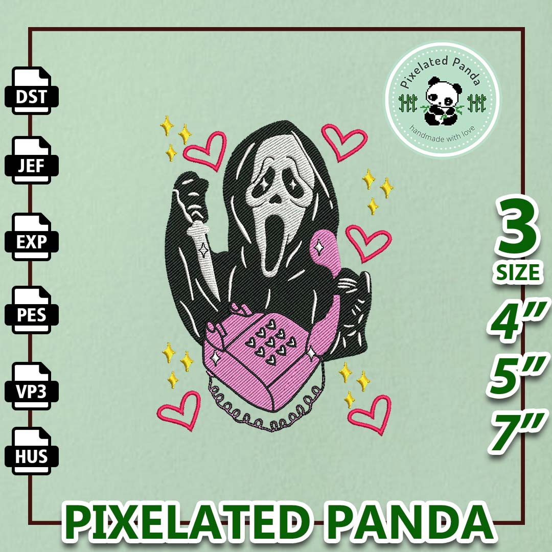 Scream Movie Embroidery Design, Ghost Face Embroidery Design - Inspire ...