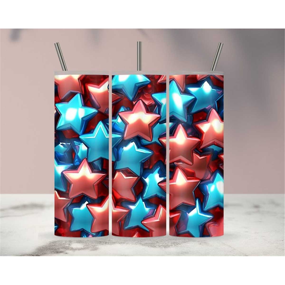 3D Inflated Puff Patriotic Stars Pattern 4th Of July Sublima | Inspire ...