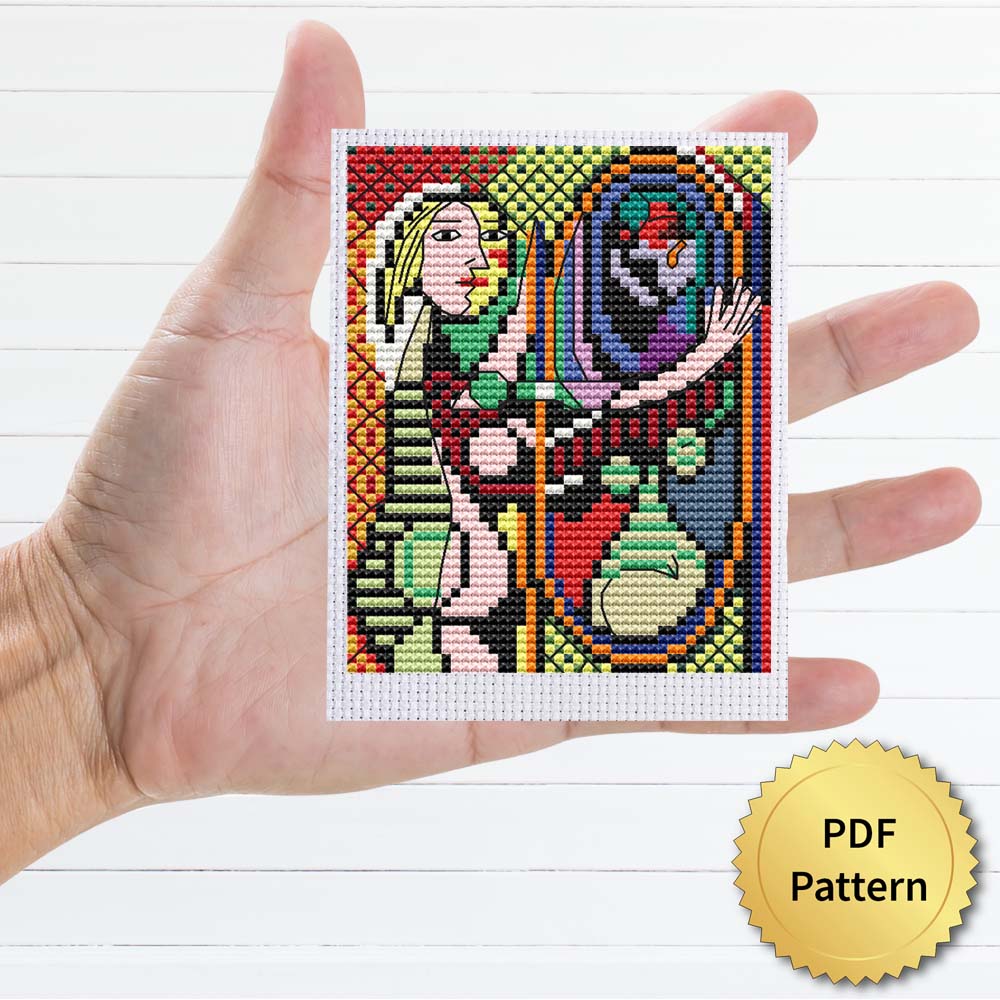 Girl before a Mirror by Pablo Picasso Cross Stitch Pattern. - Inspire ...
